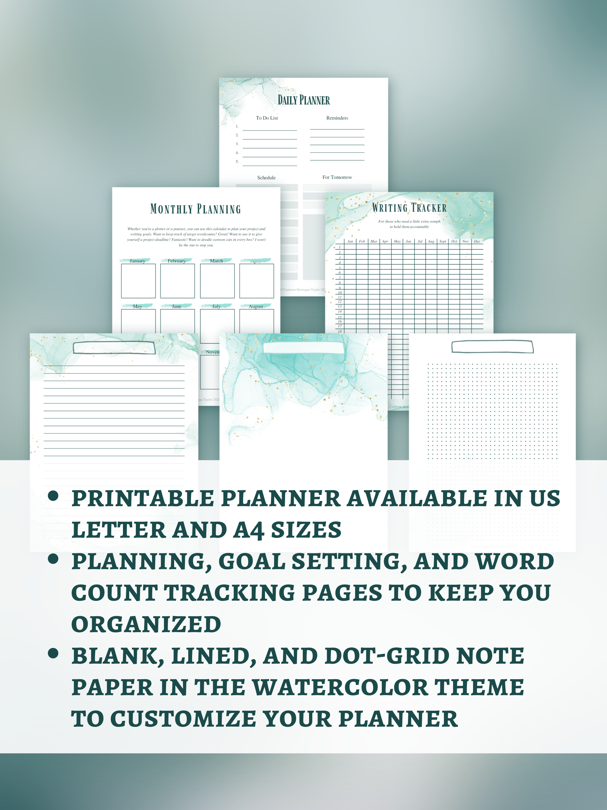 WIP Novel Planning Workbook in Watercolor